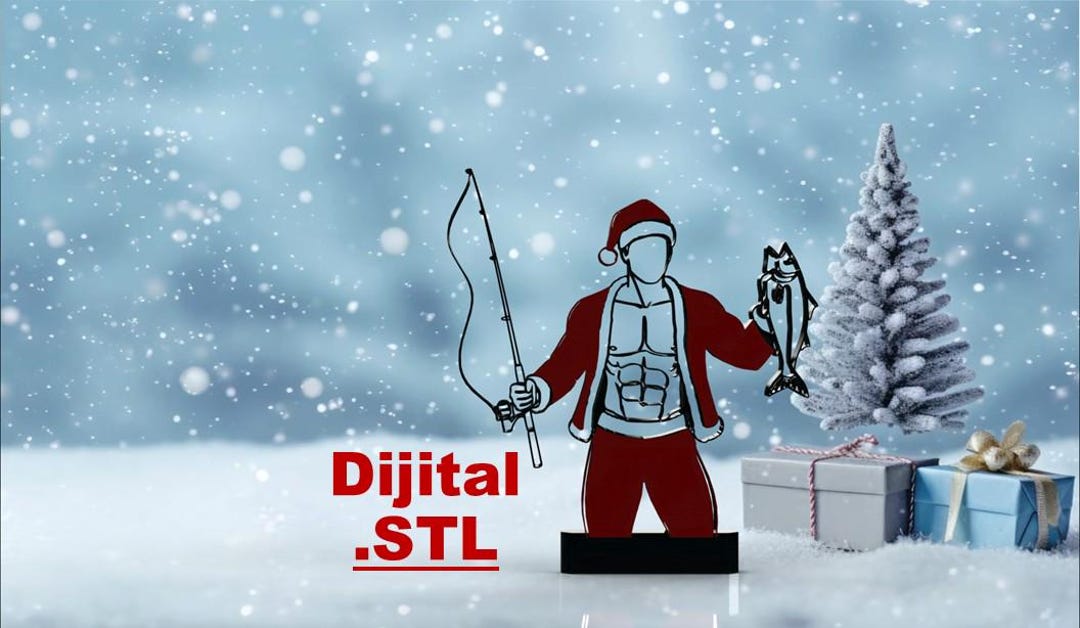 Fisherman Santa STL File Digital Download, Angler Hobby 3D Print Art ...
