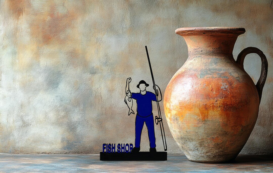 Fisherman Art Fishing Lover Sculpture Unique Gift Idea for Fishmonger ...