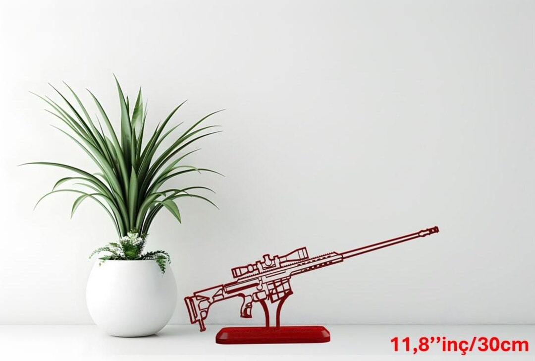 3D Printed Red Sniper Rifle Model: Tactical Gaming Decor (30cm) - Etsy