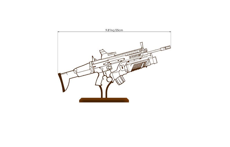 Tactical Rifle Desk Sculpture 3D Printed Military Style Gun Model Brown ...