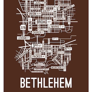 Bethlehem, Pennsylvania Street Map - Poster, Acrylic, Framed, and Metal ...