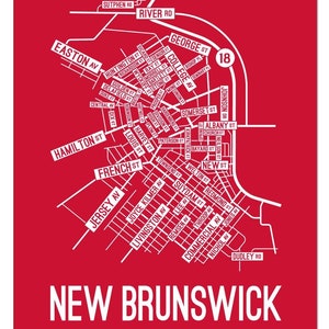New Brunswick, New Jersey Street Map - Poster, Acrylic, Framed, and ...