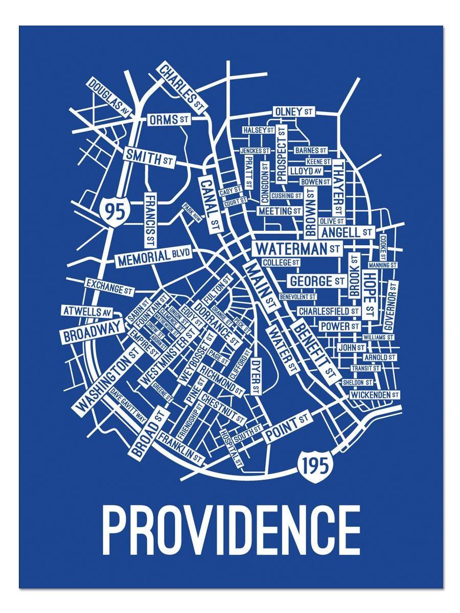 Providence, Rhode Island Street Map - Poster, Acrylic, Framed, and ...