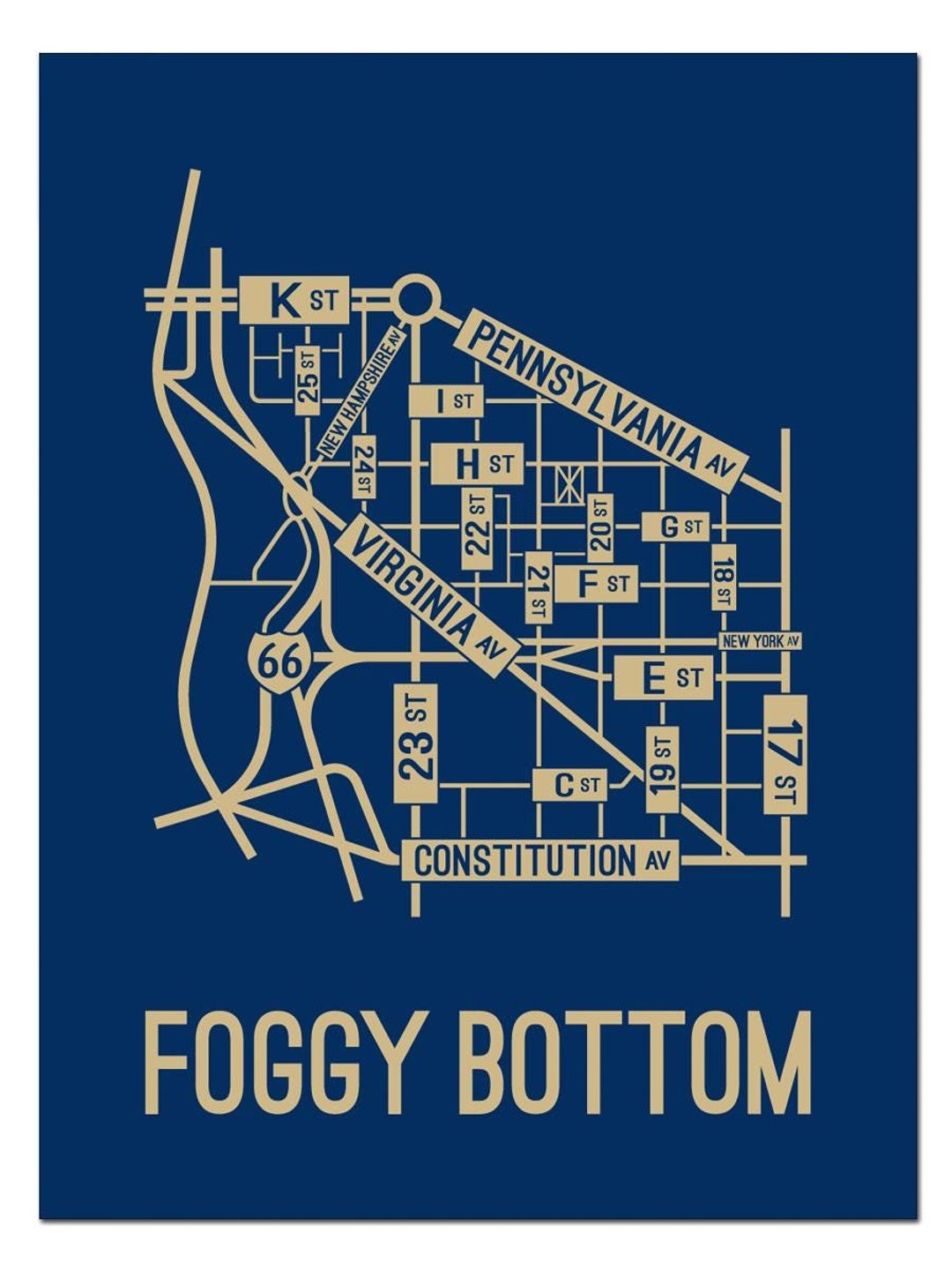 Foggy Bottom, Washington D.C. Street Map - Poster, Acrylic, Framed, and ...