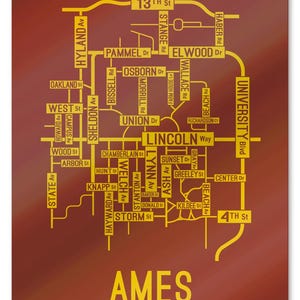 Ames, Iowa Street Map - Poster, Acrylic, Framed, and Metal Prints - Etsy