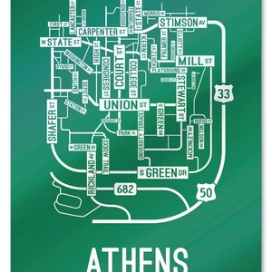 Athens, Ohio Street Map - Poster, Acrylic, Framed, and Metal Prints - Etsy
