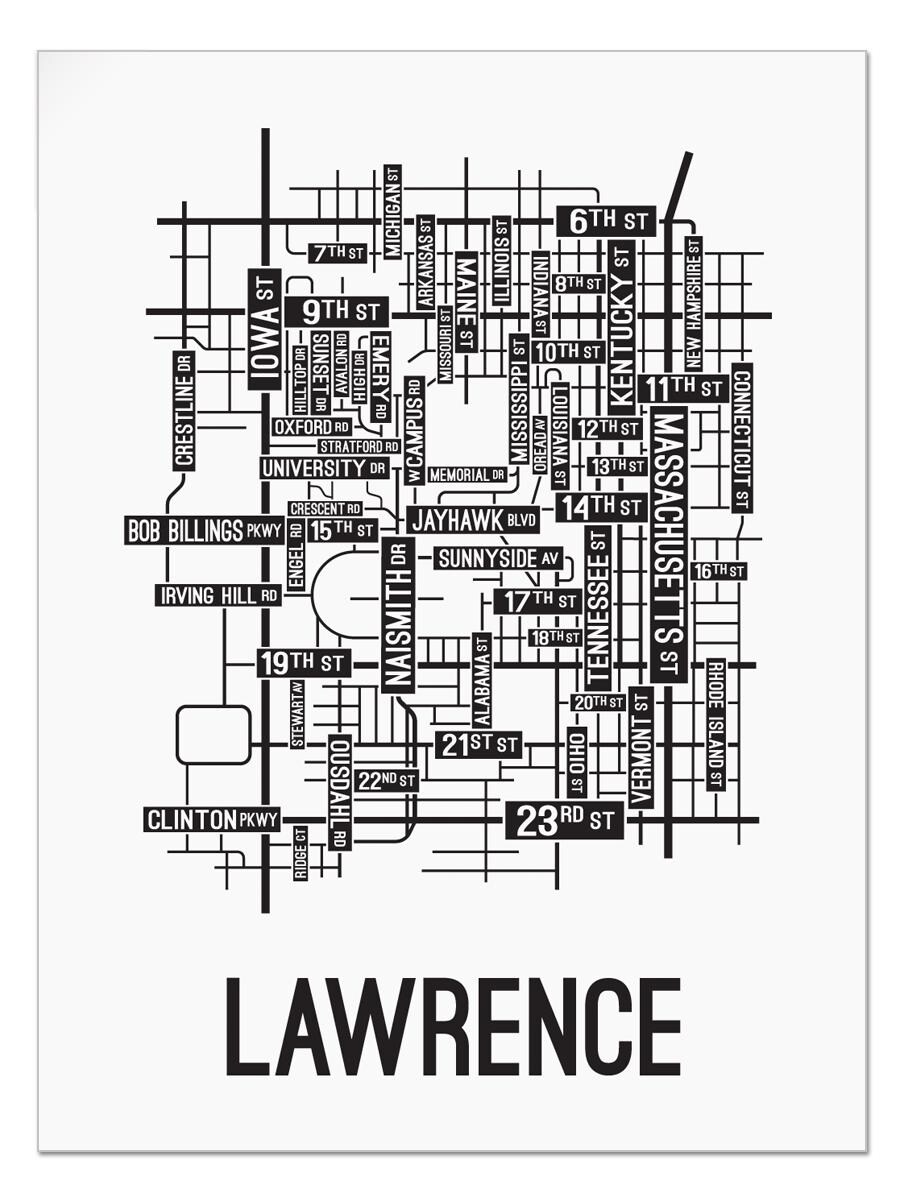 Lawrence, Kansas Street Map - Poster, Acrylic, Framed, and Metal Prints ...