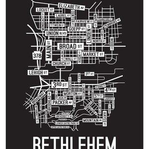Bethlehem, Pennsylvania Street Map - Poster, Acrylic, Framed, and Metal ...