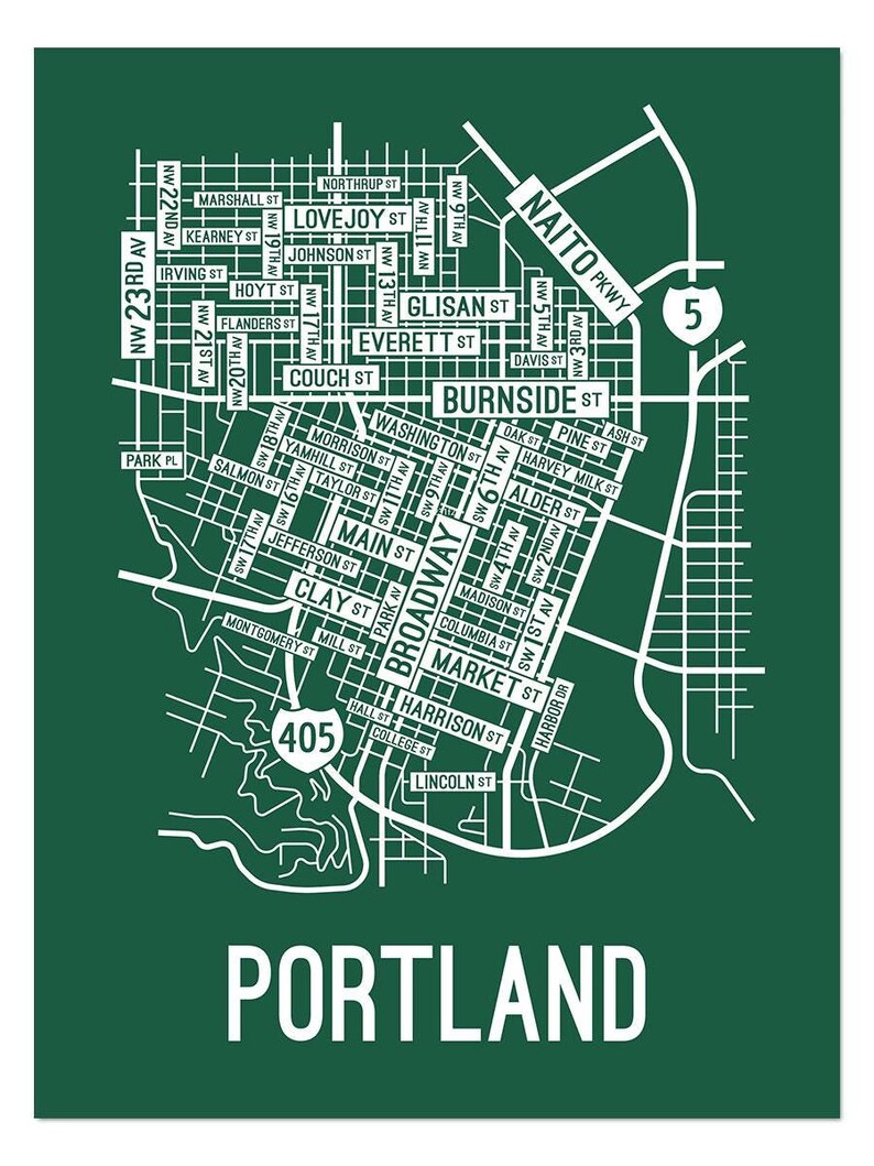 Portland, Oregon Street Map - Poster, Acrylic, Framed, and Metal Prints ...