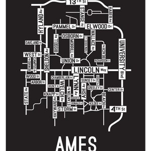 Ames, Iowa Street Map - Poster, Acrylic, Framed, and Metal Prints - Etsy