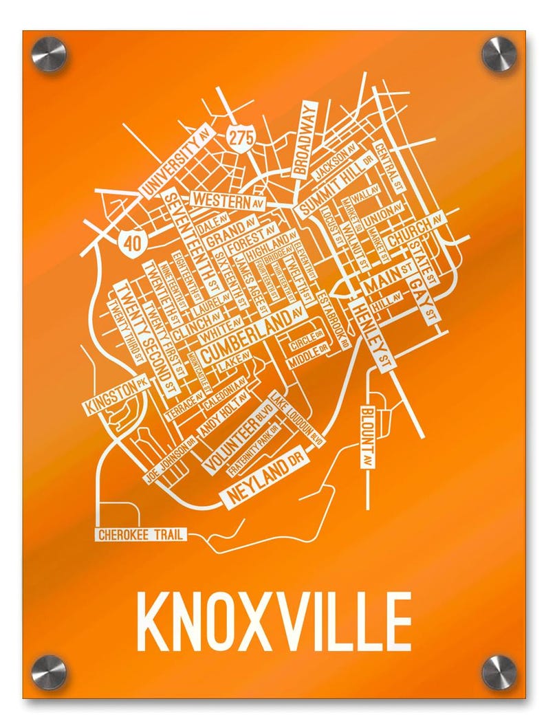Knoxville, Tennessee Street Map - Poster, Acrylic, Framed, and Metal ...