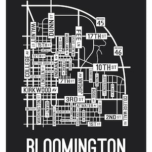 Bloomington, Indiana Street Map - Poster, Acrylic, Framed, and Metal ...