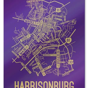 Harrisonburg, Virginia Street Map - Poster, Acrylic, Framed, and Metal ...