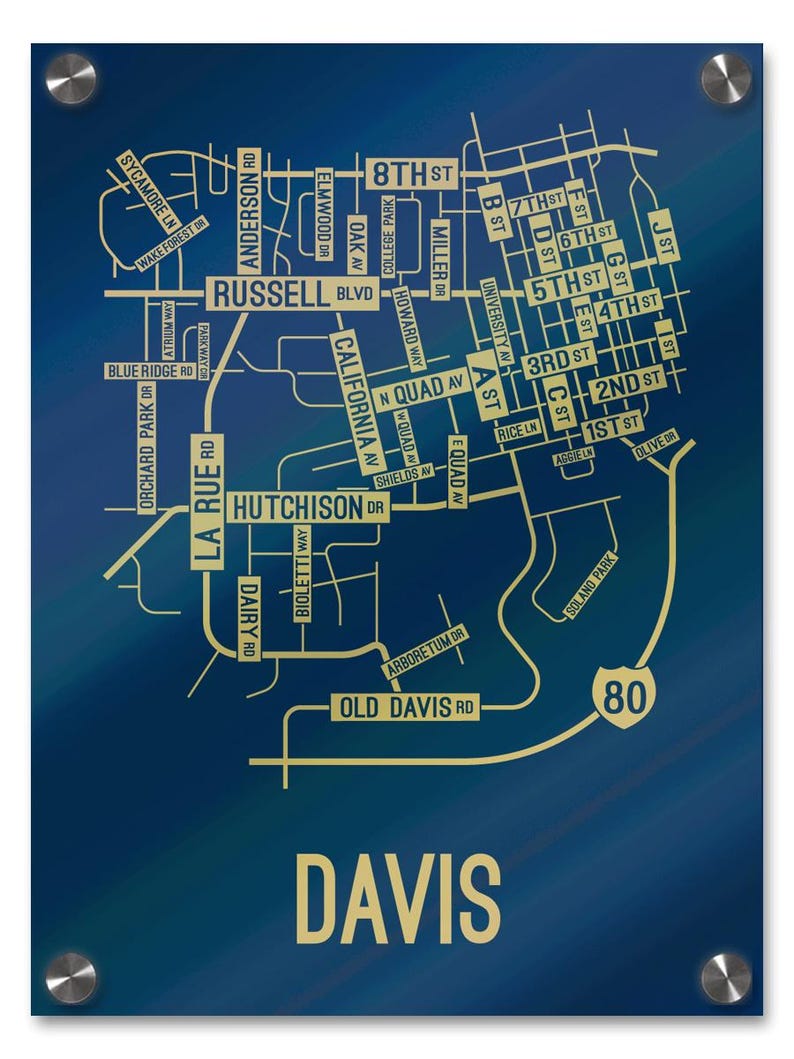 Davis, California Street Map - Poster, Acrylic, Framed, and Metal ...