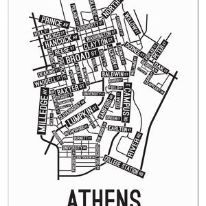 Athens, Georgia Street Map - Poster, Acrylic, Framed, and Metal Prints ...