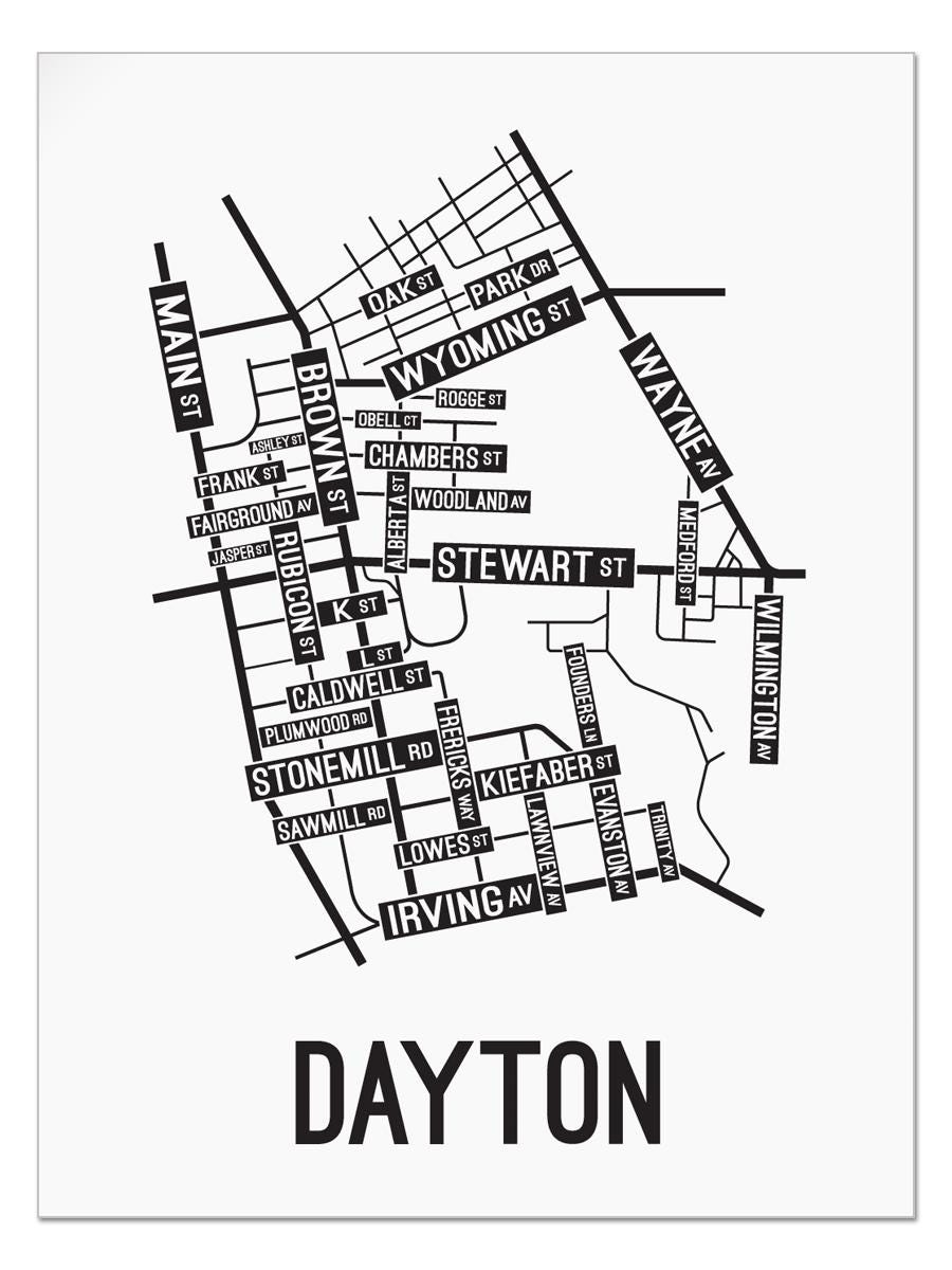Dayton, Ohio Street Map - Poster, Acrylic, Framed, and Metal Prints - Etsy