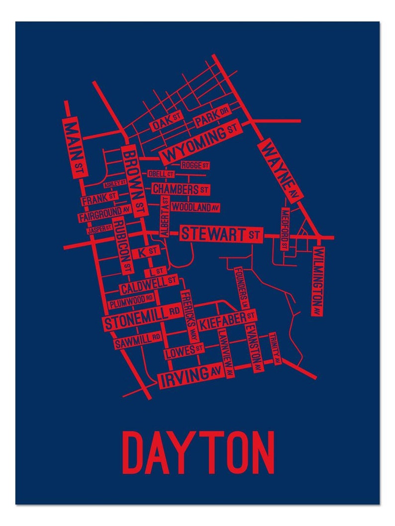Dayton, Ohio Street Map - Poster, Acrylic, Framed, and Metal Prints - Etsy