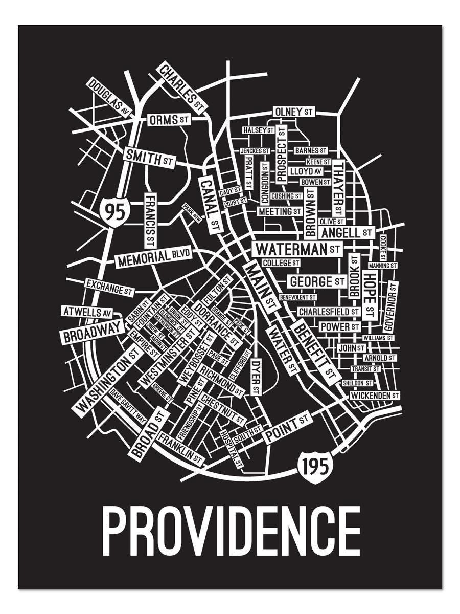 Providence, Rhode Island Street Map - Poster, Acrylic, Framed, and ...