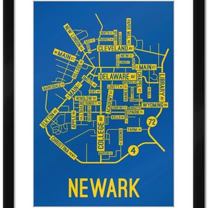 Newark, Delaware Street Map - Poster, Acrylic, Framed, and Metal Prints ...
