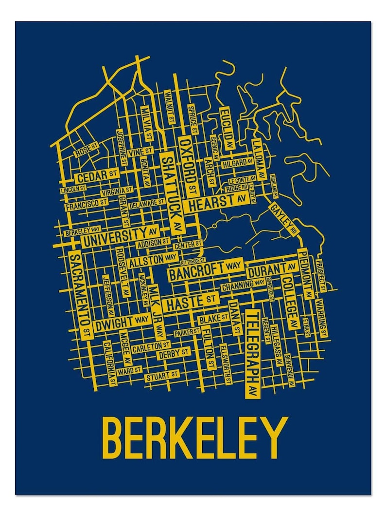 Berkeley, California Street Map - Poster, Acrylic, Framed, and Metal ...
