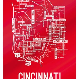 Cincinnati, Ohio Street Map - Poster, Acrylic, Framed, and Metal Prints ...