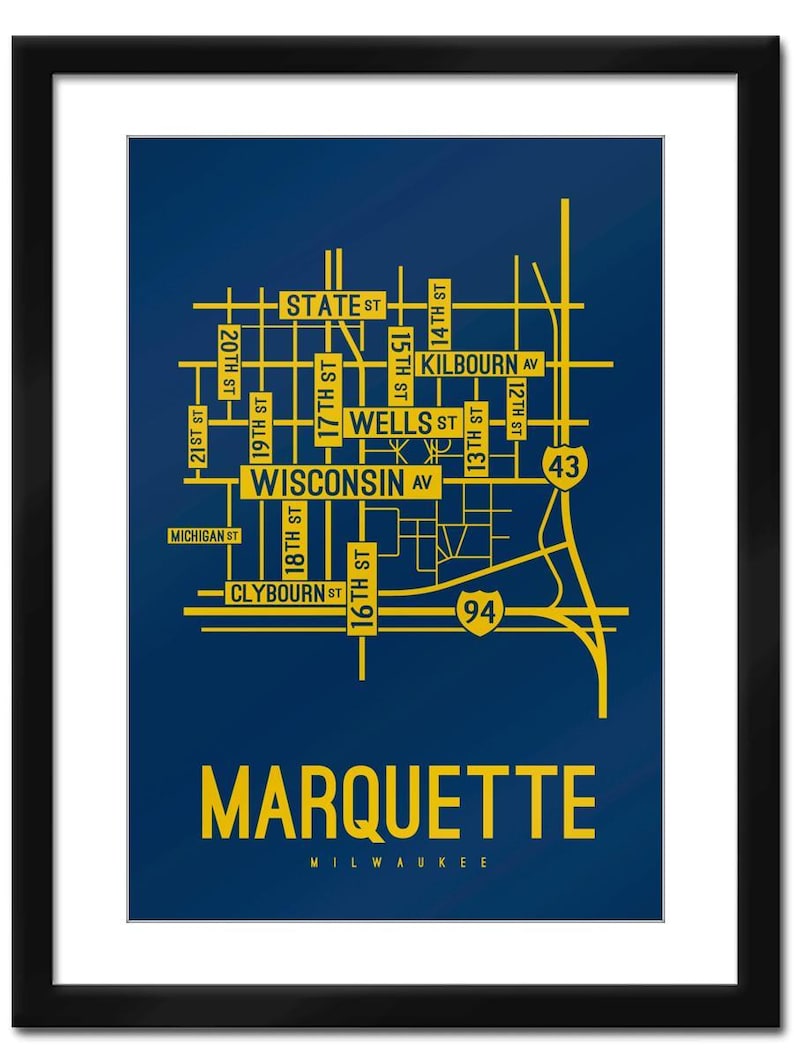 Marquette, Milwaukee Street Map - Poster, Acrylic, Framed, and Metal ...
