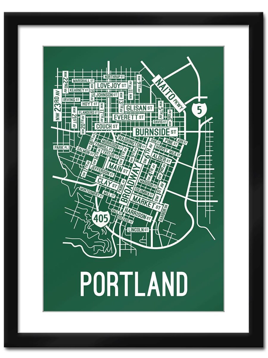 Portland, Oregon Street Map - Poster, Acrylic, Framed, and Metal Prints ...