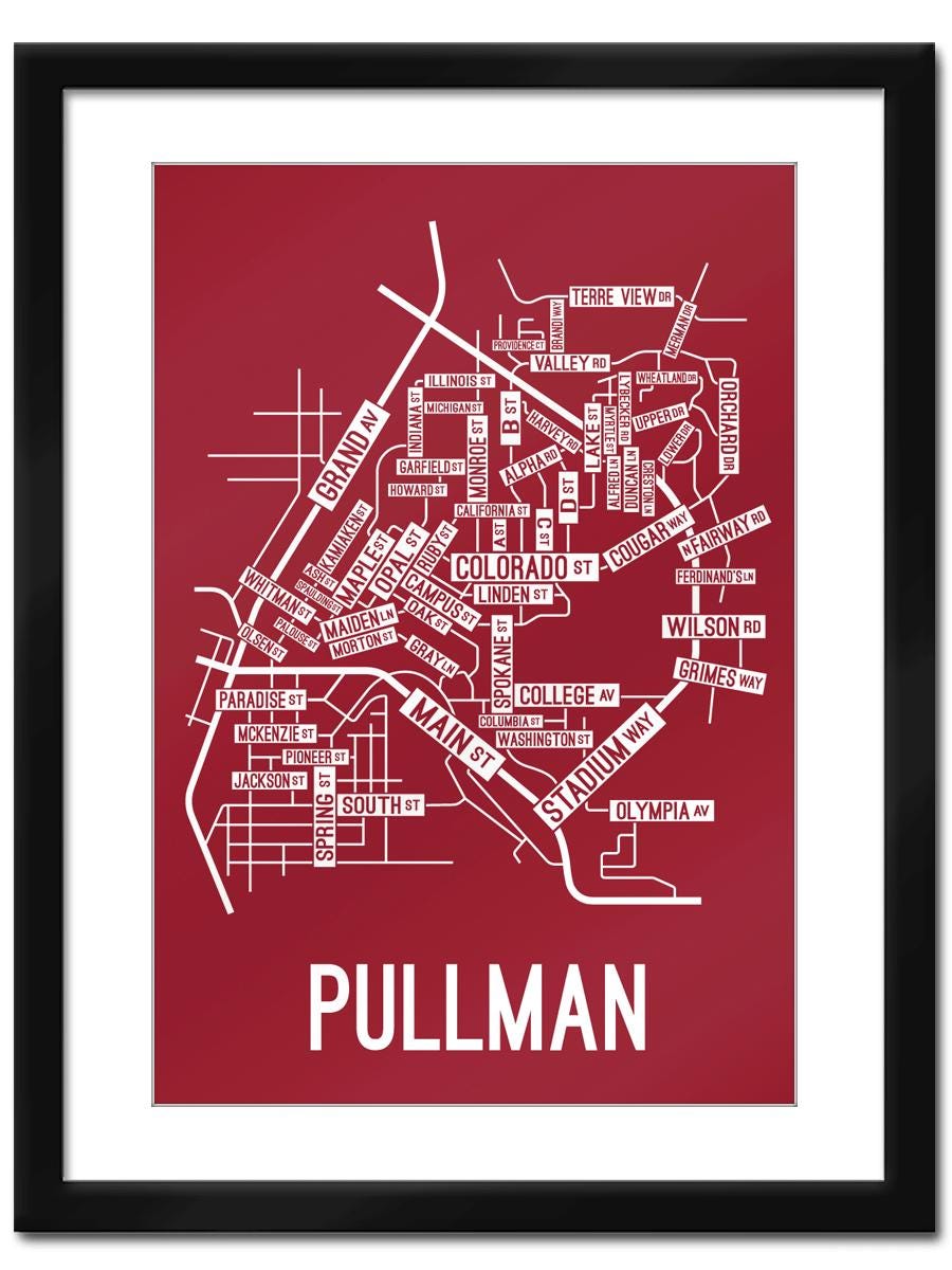 Pullman, Washington Street Map - Poster, Acrylic, Framed, and Metal ...