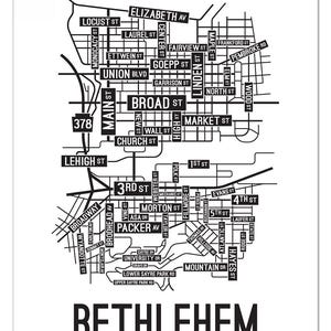 Bethlehem, Pennsylvania Street Map - Poster, Acrylic, Framed, and Metal ...
