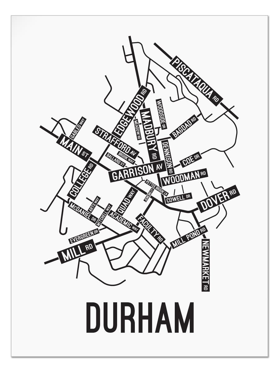 Durham, New Hampshire Street Map - Poster, Acrylic, Framed, and Metal ...