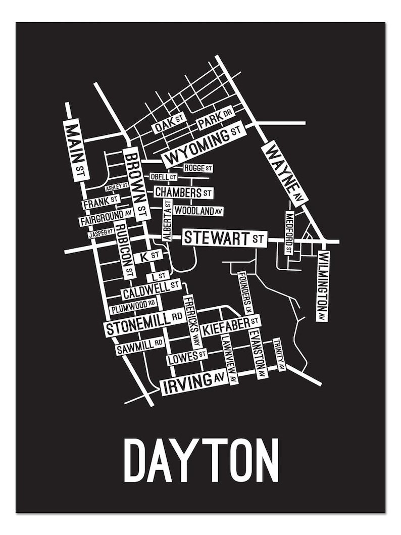 Dayton, Ohio Street Map - Poster, Acrylic, Framed, and Metal Prints - Etsy