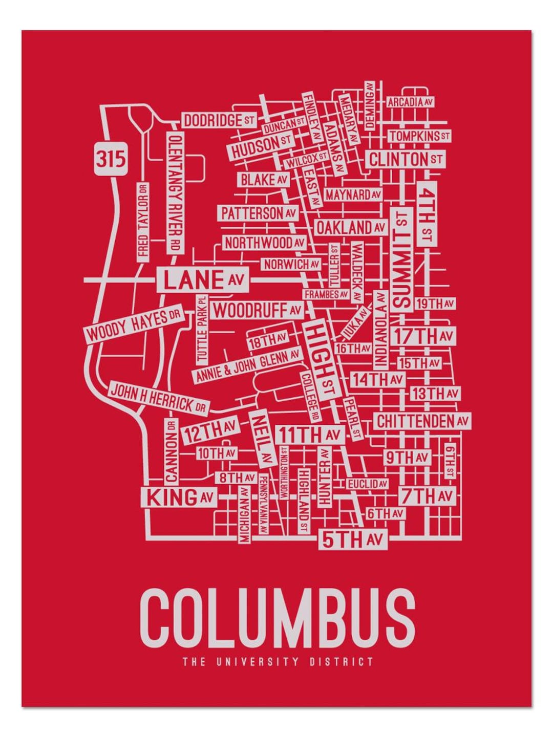 Columbus, Ohio Street Map - Poster, Acrylic, Framed, and Metal Prints ...