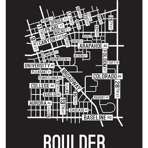 Boulder, Colorado Street Map - Poster, Acrylic, Framed, and Metal ...