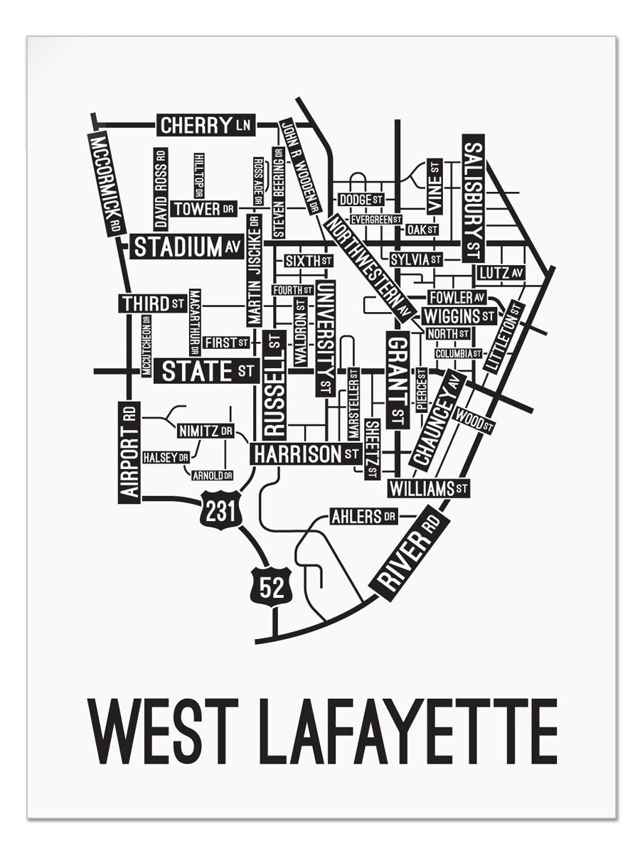 West Lafayette, Indiana Street Map - Poster, Acrylic, Framed, and Metal Prints - Etsy