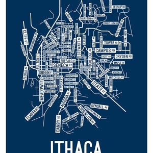 Ithaca, New York Street Map - Poster, Acrylic, Framed, and Metal Prints ...