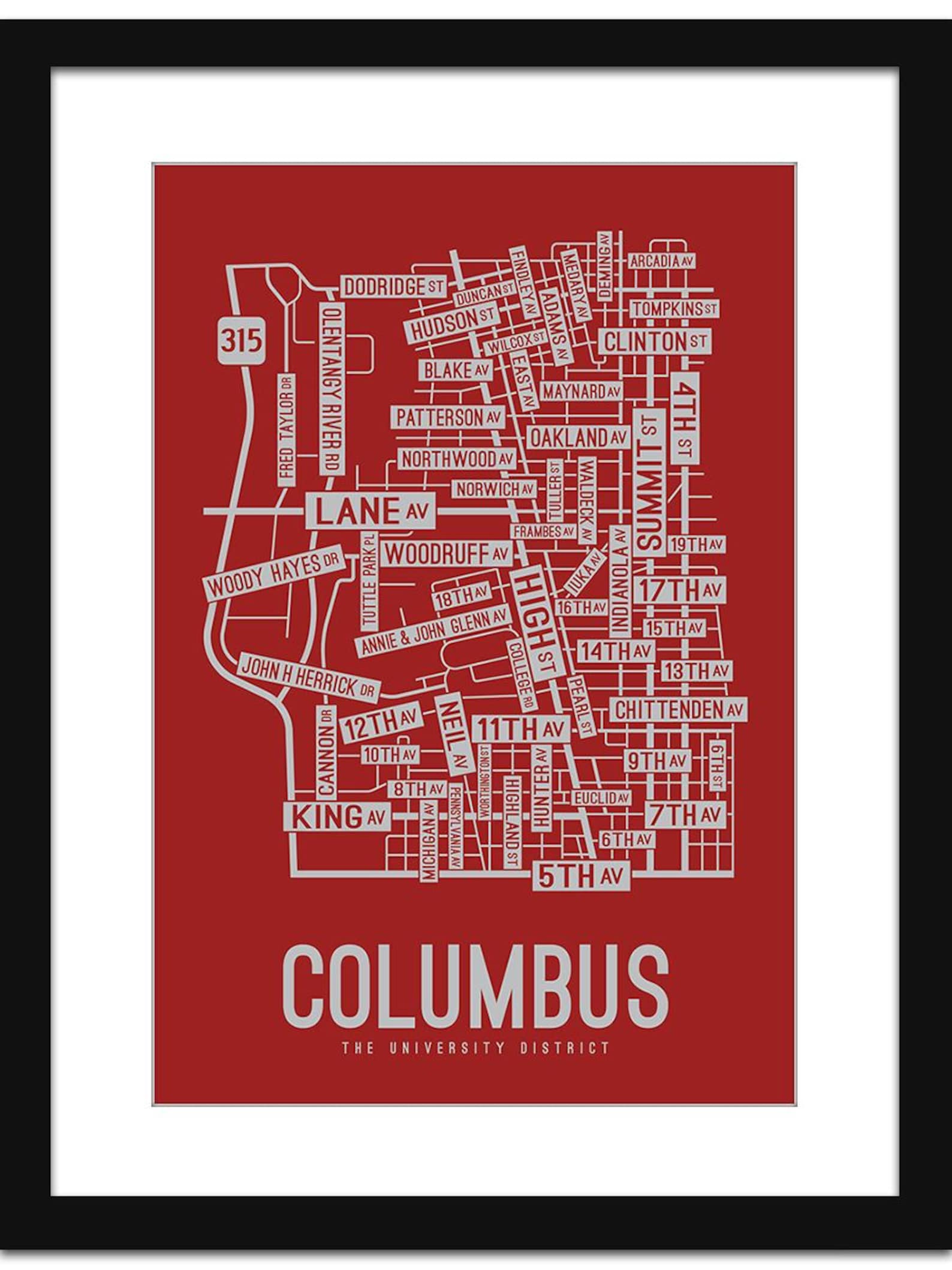 Columbus, Ohio Street Map - Poster, Acrylic, Framed, and Metal Prints ...