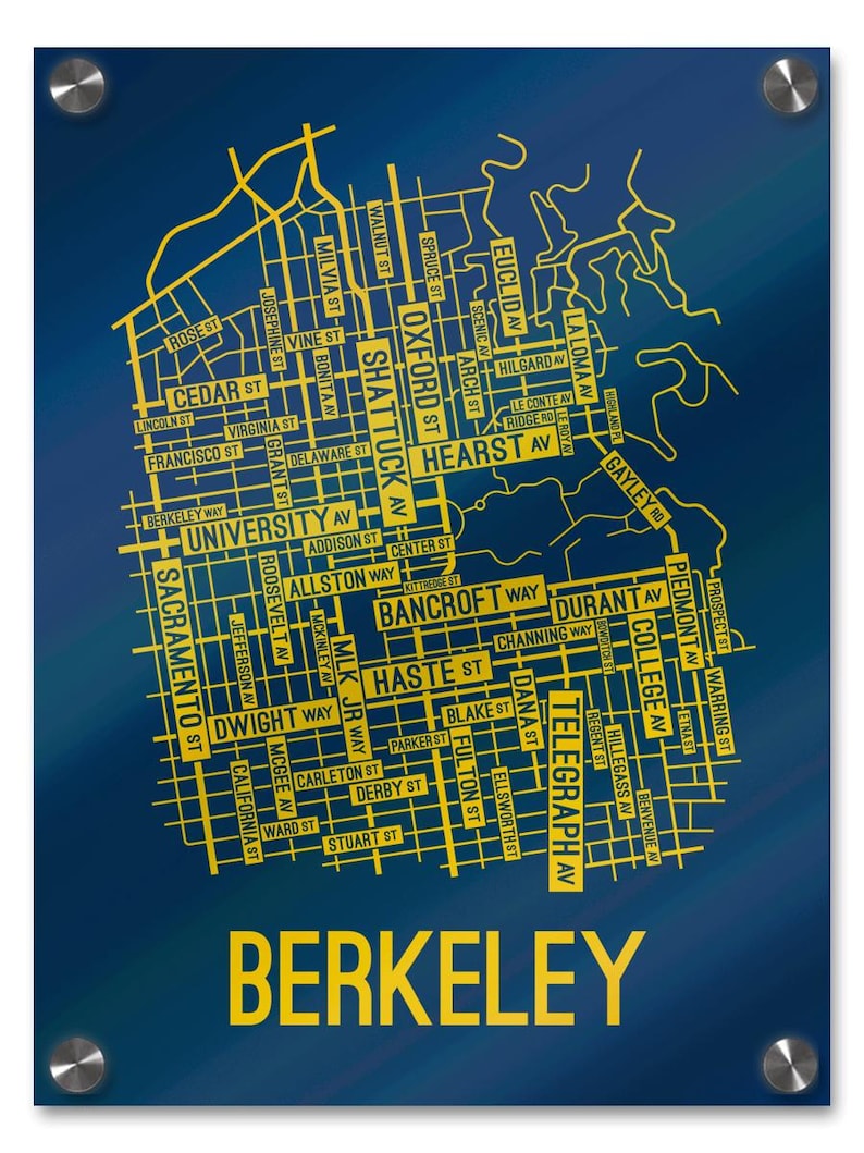Berkeley, California Street Map - Poster, Acrylic, Framed, and Metal ...