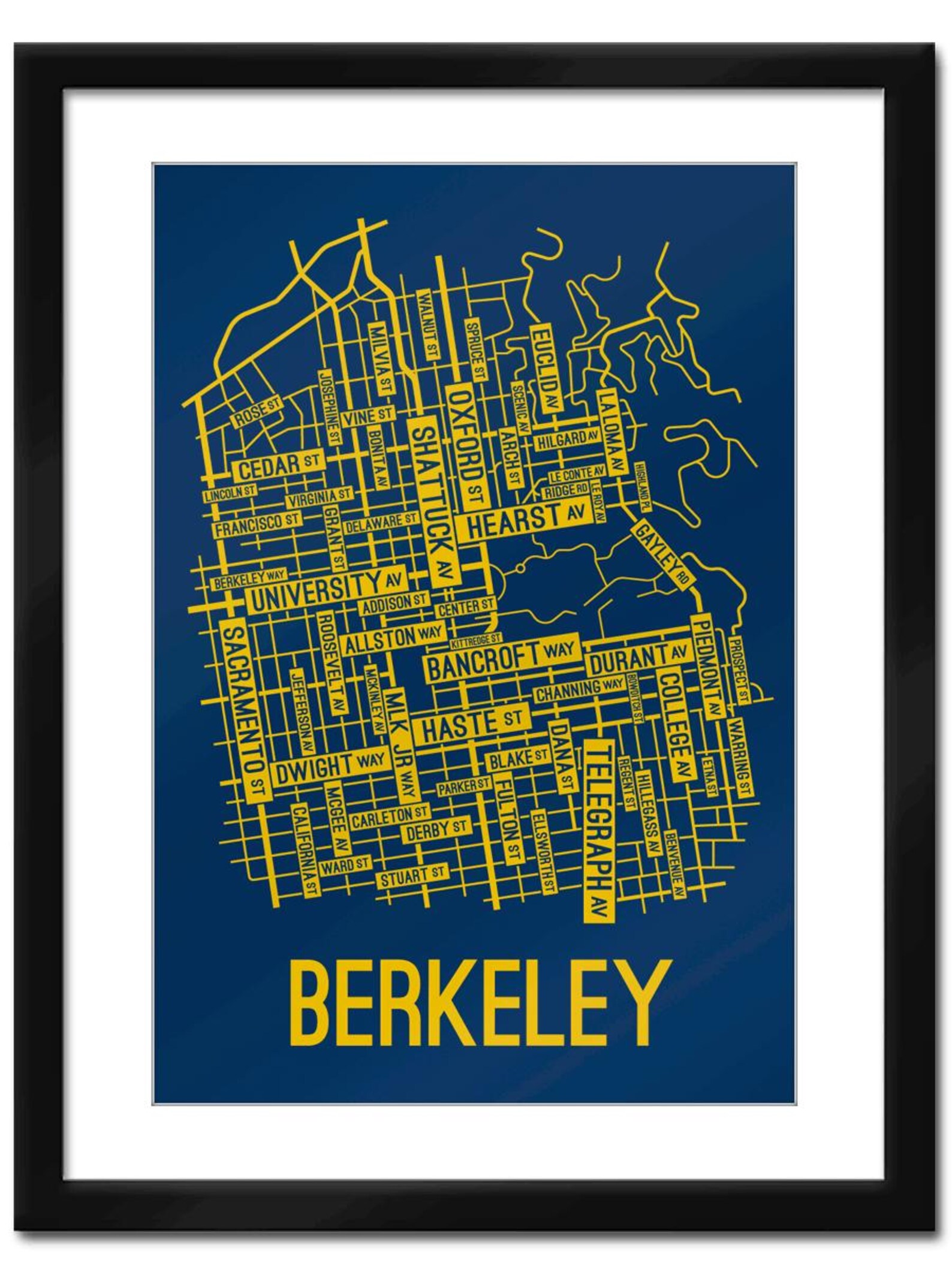 Berkeley, California Street Map - Poster, Acrylic, Framed, and Metal ...