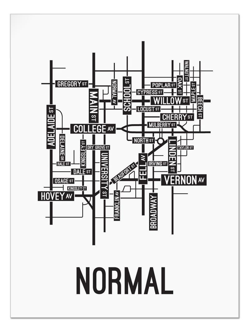 Normal, Illinois Street Map - Poster, Acrylic, Framed, and Metal Prints ...