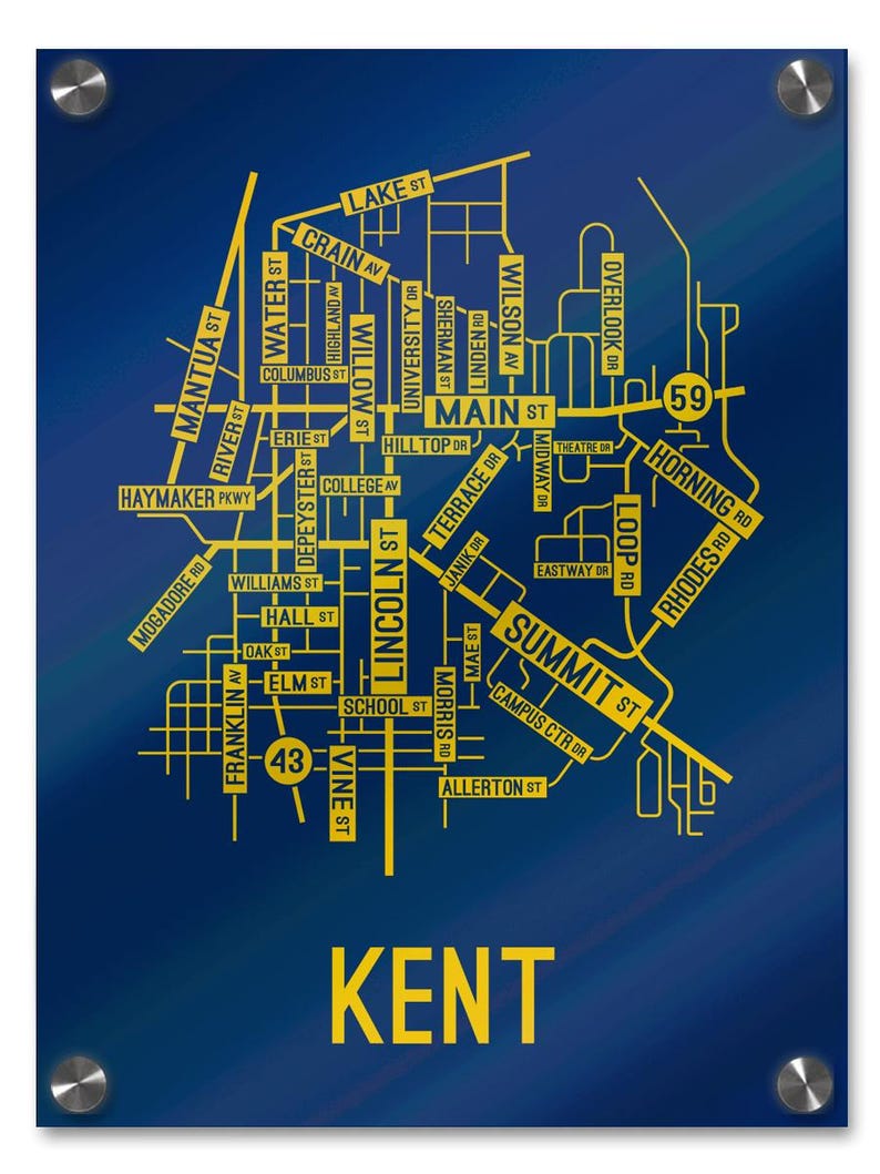 Kent, Ohio Street Map - Poster, Acrylic, Framed, and Metal Prints - Etsy