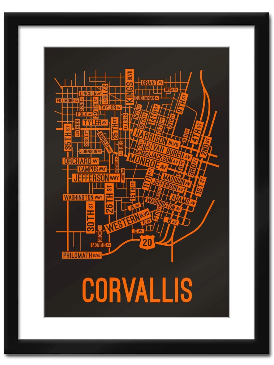 Corvallis, Oregon Street Map - Poster, Acrylic, Framed, and Metal ...