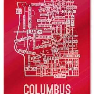 Columbus, Ohio Street Map - Poster, Acrylic, Framed, and Metal Prints ...