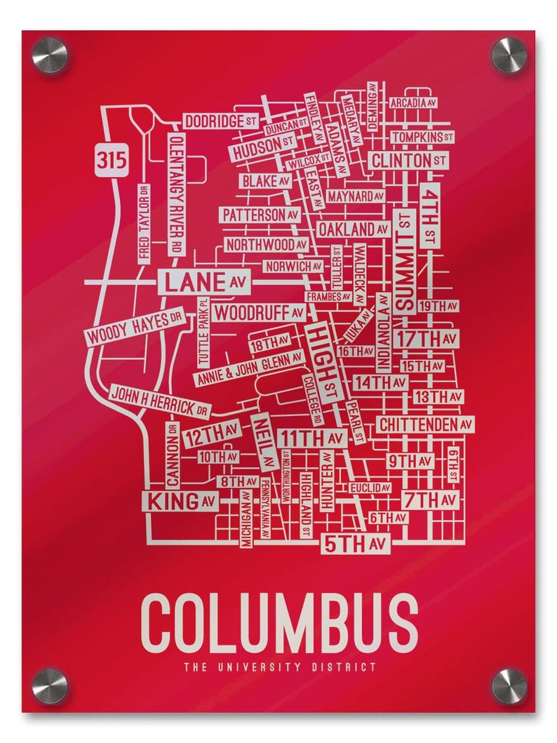 Columbus, Ohio Street Map - Poster, Acrylic, Framed, and Metal Prints ...
