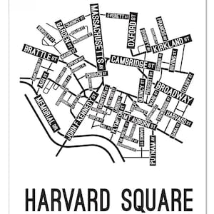 Harvard Square, Cambridge Street Map - Poster, Acrylic, Framed, and ...