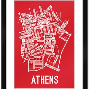 Athens, Georgia Street Map - Poster, Acrylic, Framed, and Metal Prints ...