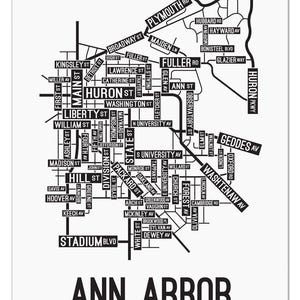 Ann Arbor, Michigan Street Map - Poster, Acrylic, Framed, and Metal ...