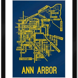 Ann Arbor, Michigan Street Map - Poster, Acrylic, Framed, and Metal ...