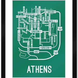 Athens, Ohio Street Map - Poster, Acrylic, Framed, and Metal Prints - Etsy