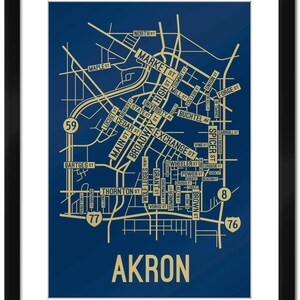 Akron, Ohio Street Map - Poster, Acrylic, Framed, and Metal Prints - Etsy