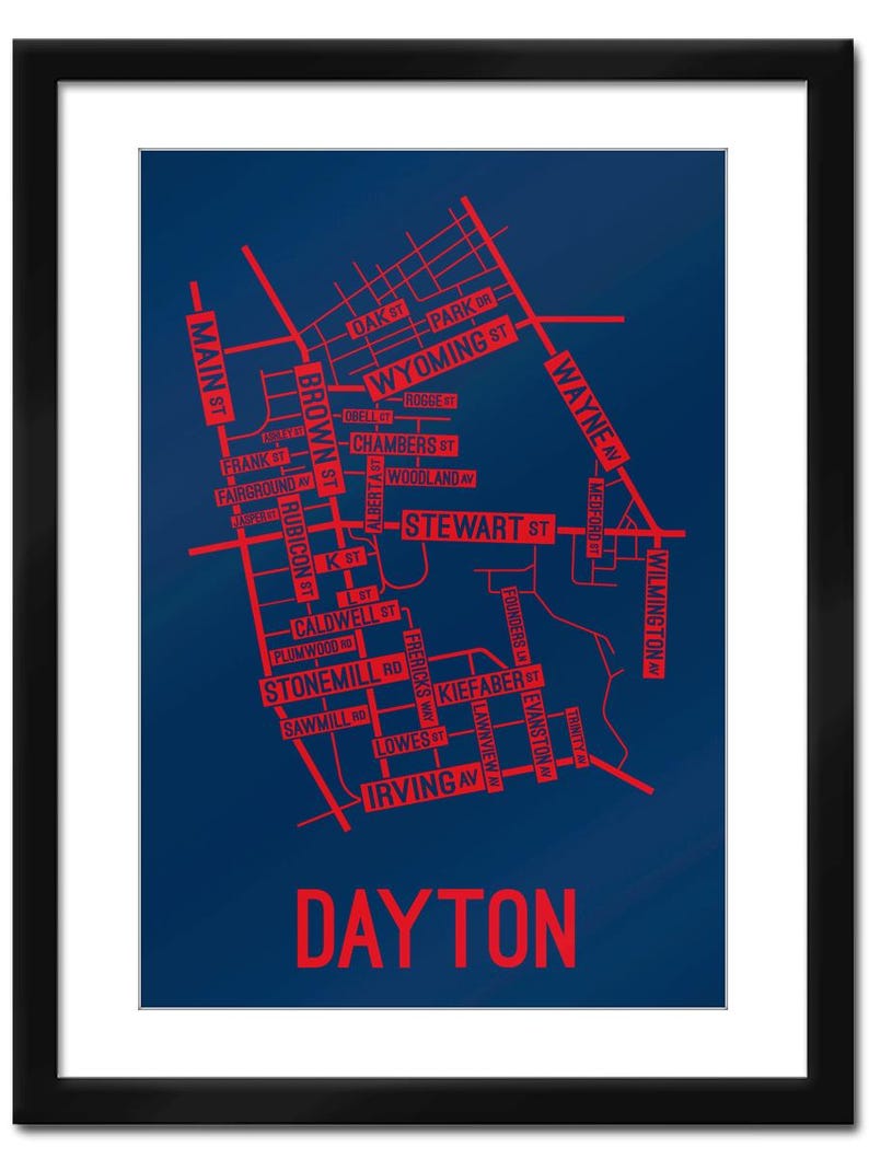 Dayton, Ohio Street Map - Poster, Acrylic, Framed, and Metal Prints - Etsy